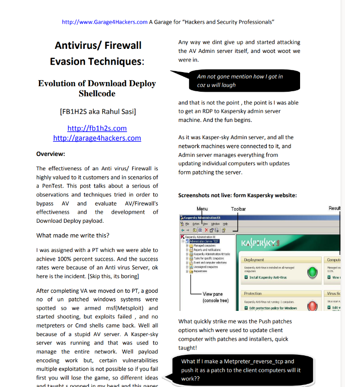 Antivirus , Firewall evasion techiniques - Expert Training