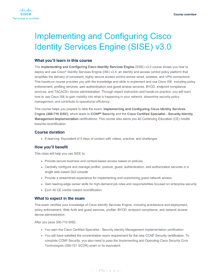 implementing-and-configuring-cisco-cisco-identity-services-engine-sise - Expert Training