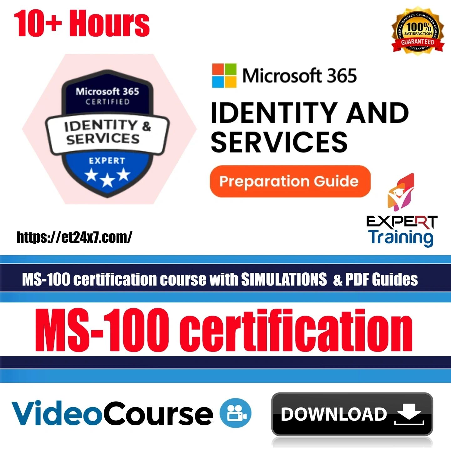 MS-100 certification course with SIMULATIONS & PDF Guides - Expert Training