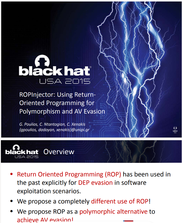 Using-Return-Oriented-Programming-For-Polymorphism-And-Antivirus-Evasion - Expert Training